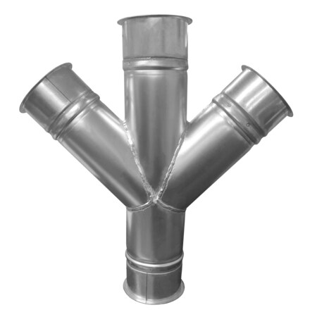 Us Tubing Airtight Double Branch, 30 deg 4-4-4-4, 4" Dia, Galv, 16 GA ...