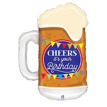 Betallic 34 in. Cheers Birthday Beer Shape Flat Balloon 86594 | Zoro