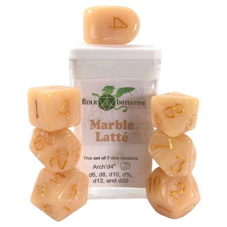 Role 4 Initiative Polyhedral Dice, Marble Latte - Set of 7 R4I502057C ...