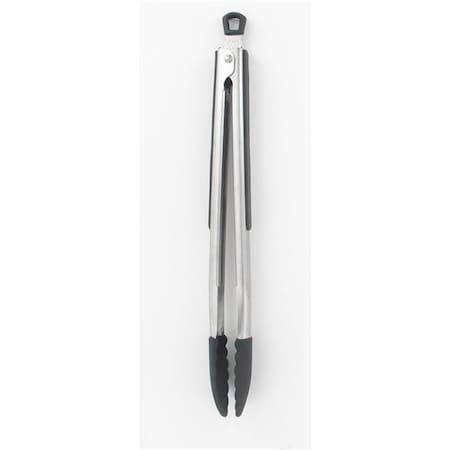 Eat-In Tools Black & Silver Silicone & Stainless Steel Tongs EA1495298 ...