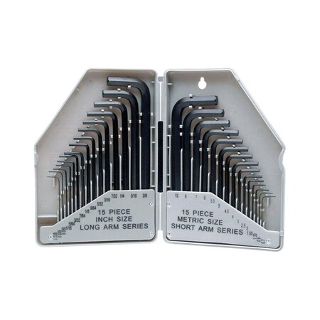 Dendesigns SAE & Metric Hex Key Set, 30 Piece DE3310918 | Zoro