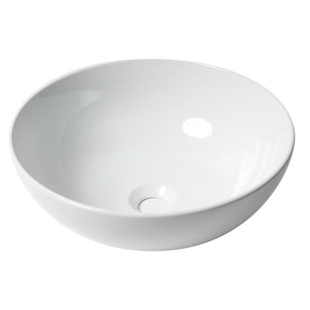 Made-To-Order 15 in. Round Vessel Bowl Above Mount Ceramic Sink; White ...