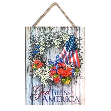 Icaregifts 7.5 x 10 in. Sign-God Bless America with Rope Hanger ...