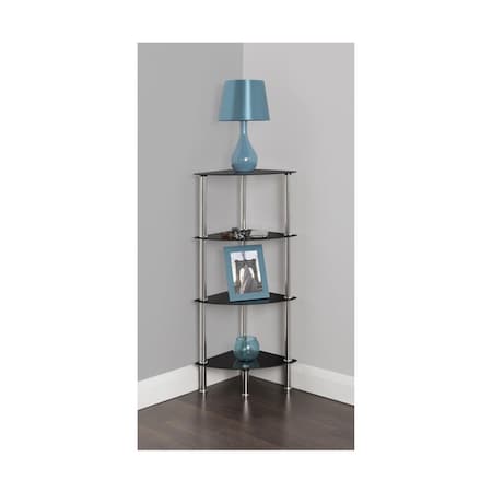 Seatsolutions Small 4 Tier Corner Shelving Unit - Chrome Effect & Black ...