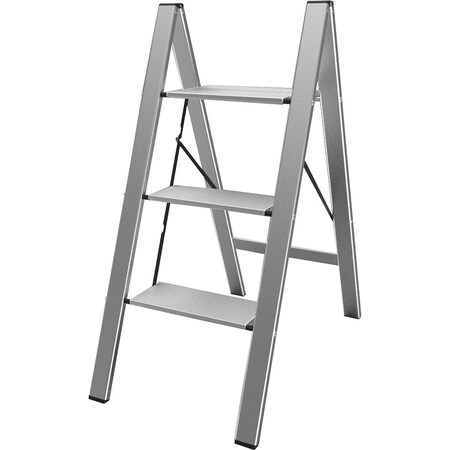 Eat-In Ultra Slim Aluminum Three Step Folding Utility Step Ladder ...