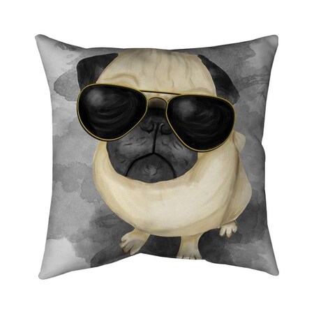Fondo 26 x 26 in. Pug with Style-Double Sided Print Indoor Pillow ...