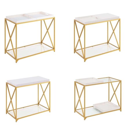 Convenience Concepts St. Andrews Console Table, White & Gold HI2539996 ...