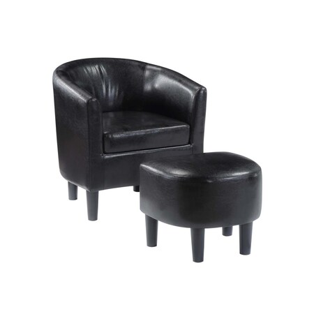Pipers Pit Take a Seat Churchill Accent Chair with Ottoman, Black ...