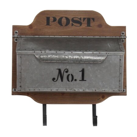 H2H Wall Storage Mail Box Decor with Wood back, Metal Compartment & 2 ...