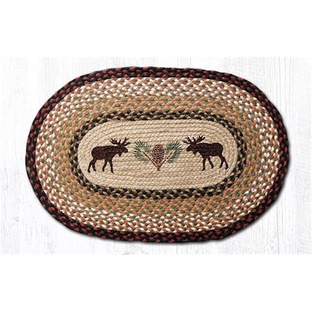 Capitol Importing Co 27 x 45 in. Jute Oval Moose and Pinecone Patch 88 ...
