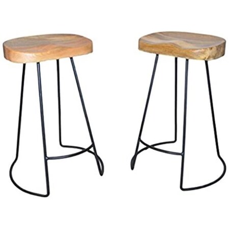 Kd Cajonera 25 in. Saga Counter Stool Natural & White - Set of 2 ...