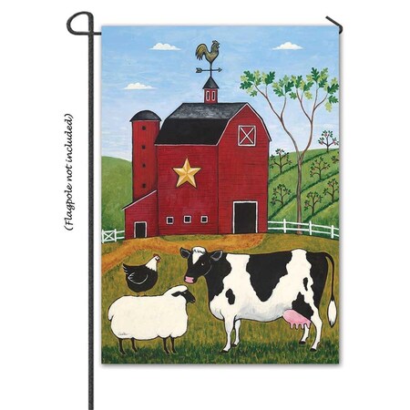 Dicksons Folksy Barnyard with Dairy Cow Sheep Chicken Flag Large 07082 ...
