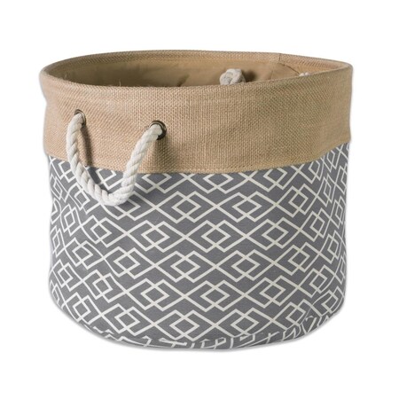 Design Imports 9 in x 12 in x 12 in Diamond Burlap Round Storage Bin ...
