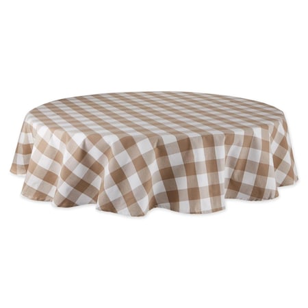 Fastfood 70 in. Stone Buffalo Check Round Tablecloth FA2568265 | Zoro