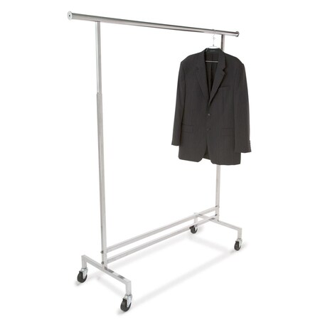 Luggage Loader Square Tubing Single Hangrail Rolling Rack - Chrome ...
