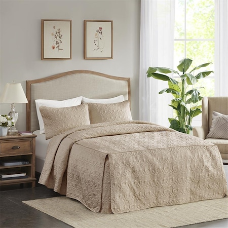 Madison Park Khaki 100 Percent Polyester Fitted Bedspread, Queen Size ...