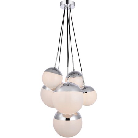 Cling Eclipse 6 Lights Pendant Ceiling Light with Frosted White Glass ...