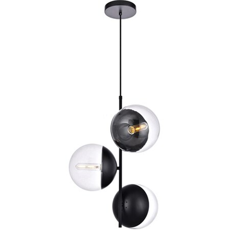 Cling Eclipse 3 Lights Pendant Ceiling Light with Clear Glass Black ...