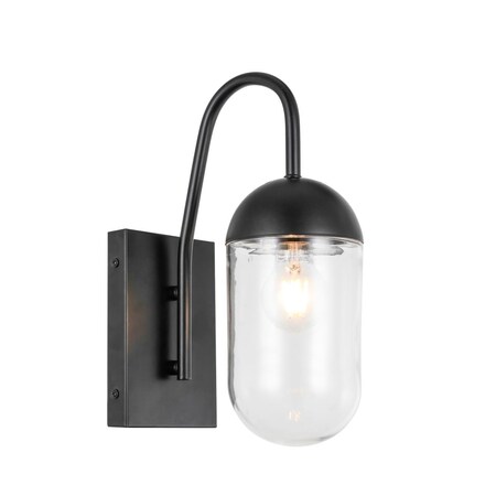 Living District Kace 1 Light Black & Clear Glass Wall Sconce LD6168BK ...