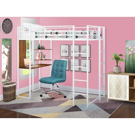 East West Furniture Buckland Twin Size Loft Bed - Powder Coating White ...