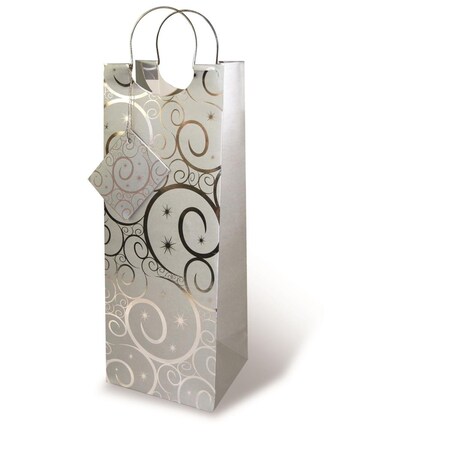 Wrap-Art Silver Swirls paper Bag with Plastic Rope Handle 17203 | Zoro
