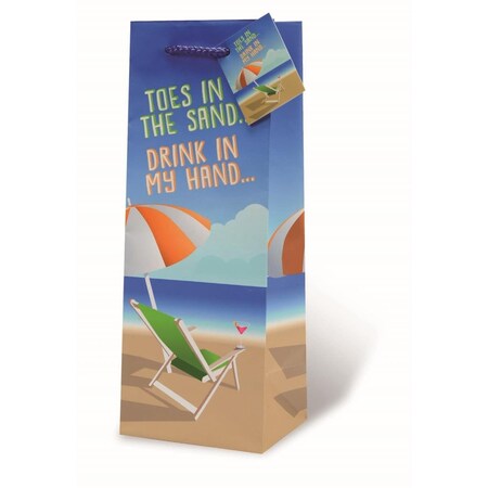 Wrap-Art Toes in the Sand Printed paper Bag with Plastic Rope Handle ...