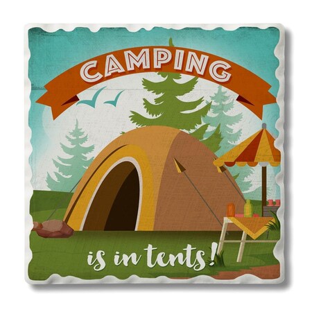 Counterart Counter Art Camping is in Tents Single Tumbled Tile Coaster ...