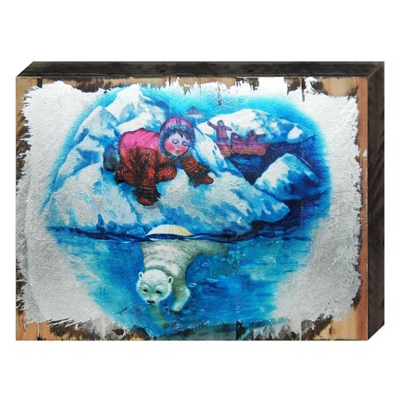 Designocracy Alaska Boy with Polar Bear Art on Board Wall Decor 9876708 ...