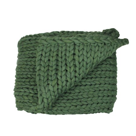 Back2Basics 60 x 50 in. Hunter Green Cable Knit Plush Throw Blanket ...
