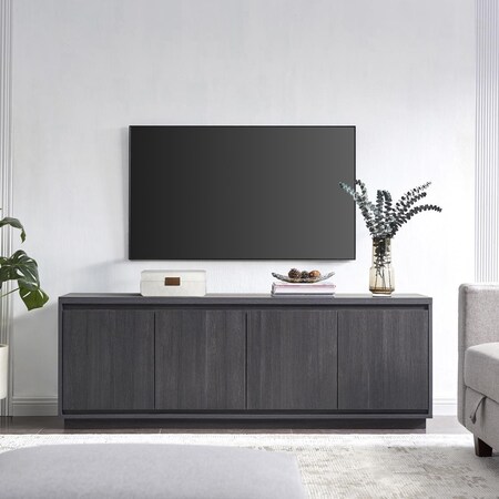 Hudson&Canal Presque Rectangular TV Stand for TVs up to 80 in Charcoal ...