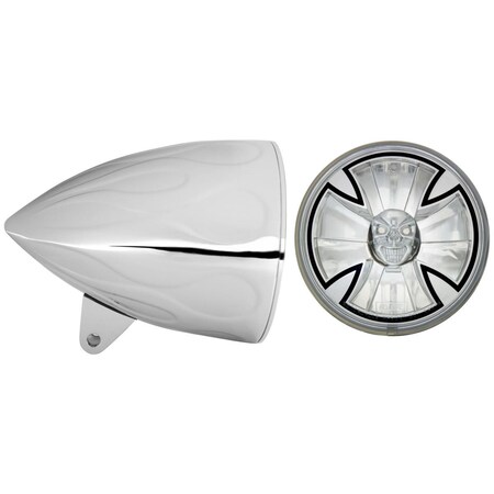 In Pro Car Wear 5.75 in. Flamed Headlight Bucket, Chrome with T50X00-SR ...