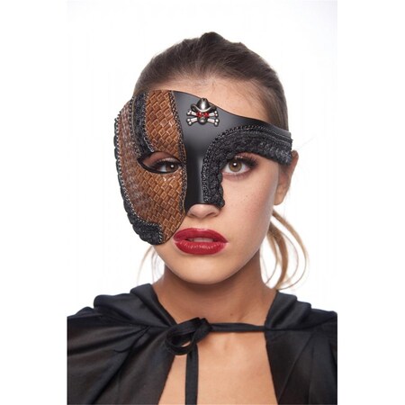 Kayso Black Half Face Steampunk Mask with Skull Red Eyes SPM013BK | Zoro