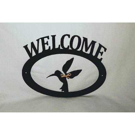 The Lazy Scroll Hummingbird Metal Welcome Sign hbwelcome | Zoro