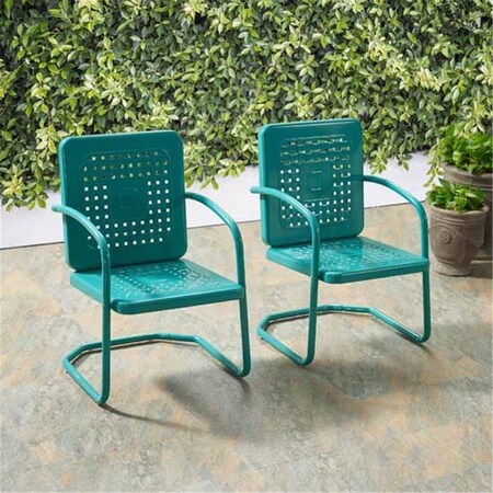 Crosley 35 x 22 x 22 in. Bates Metal Chair - Turquoise, 2PK CO1025-TU ...