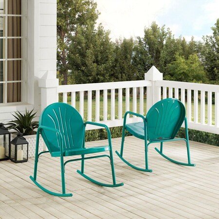 Crosley Furniture Outdoor Rocking Chair Set, Turquoise Gloss - 2 Chairs ...