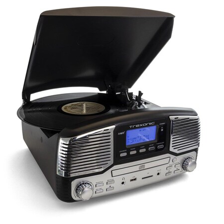 Trexonic Trexonic TRX-16BLK Retro Wireless Bluetooth; Record & CD ...