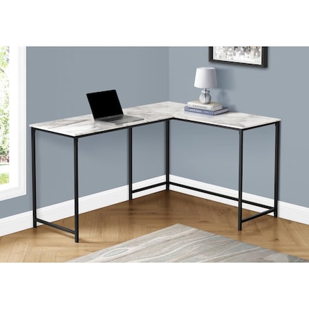 Daphnes Dinnette 58 in. Metal Corner Computer Desk, White Marble ...