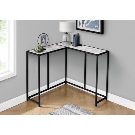 Clean Choice 36 in. L-shaped Corner Metal Frame Console Table, White ...
