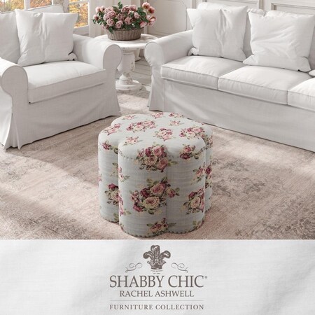 Rustic Manor Lavigne Linen Flower Shaped Ottoman with Nailhead Trim ...