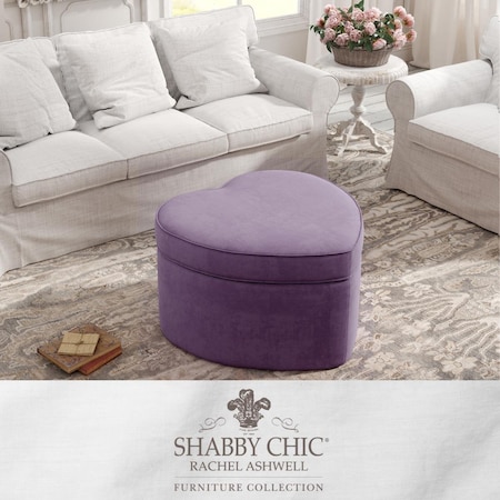 Rustic Manor Kristina Velvet Heart Shaped Storage Ottoman - Purple ...