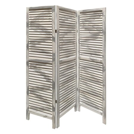Palacedesigns 3 Panel Washed Grey Shutter Screen Room Divider PA3099686 ...