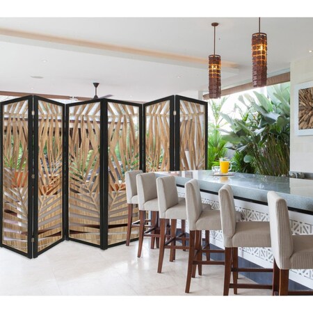 Palacedesigns 3 Panel Room Divider with Tropical Leaf Design PA3089056 ...