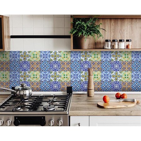 Gfancy Fixtures 8 x 8 in. Lima Multi Blue Mosaic Peel & Stick Tiles ...