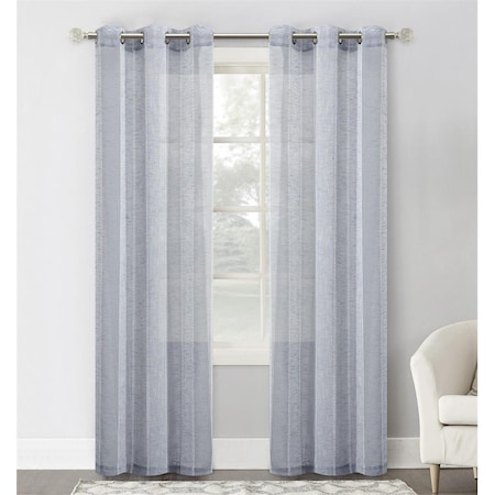 Palacedesigns 96 in. Silver Stripe Embroidered Window Panels - Set of 2 ...