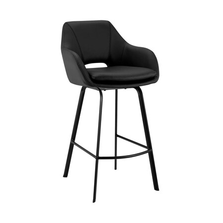 Fiesta 30 in. Faux Leather Comfy Swivel Bar Stool Black FI3101034 | Zoro
