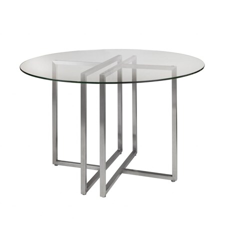 Gfancy Fixtures 42 in. Glass Top Stainless Geo Base Round Dining Table ...