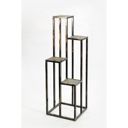 Greengrass 47.25 in. 4 Tier Gray Stone Slab Cast-Iron Plant Stand ...