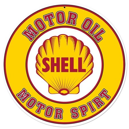 Shell Shell SHL146 28 in. Shell Motor Oil Gasoline Satin Round Metal ...