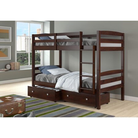 Donco PD-4100CP-505 Twin Over Devon Bunk Bed with Underbed Drawers ...