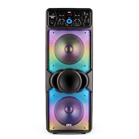 Qfx 10 in. Dual Bluetooth Rechargeable Speaker & Liquid Motion Lights ...